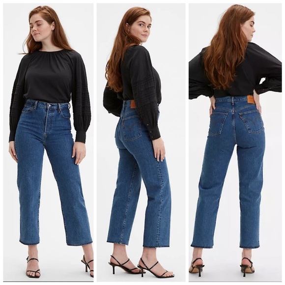 Levi's | Jeans | Levis Premium Denim Ribcage Straight Jeans High Rise Classic Wash Button Fly 32 ...